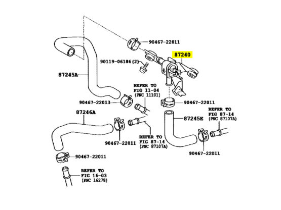Toyota OEM Valve Assy, Heater Water (87240) - Mark II, Chaser, Cresta ...